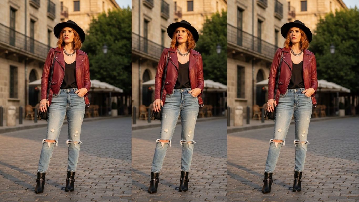15 Dark Red Leather Jacket Outfit Ideas to Try: Chic Style Guide