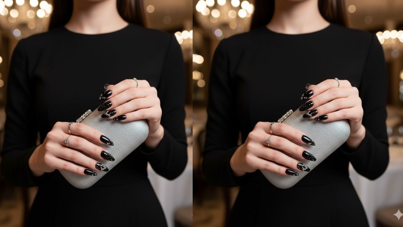 15 Black Rhinestone Nail Designs for Sparkling, Stylish Looks